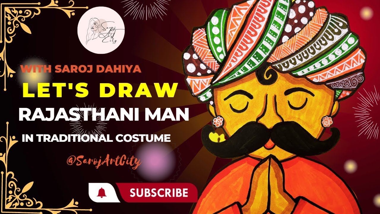 How to Draw Rajasthani Man/Step by step drawing /Simple Drawing /Easy ...