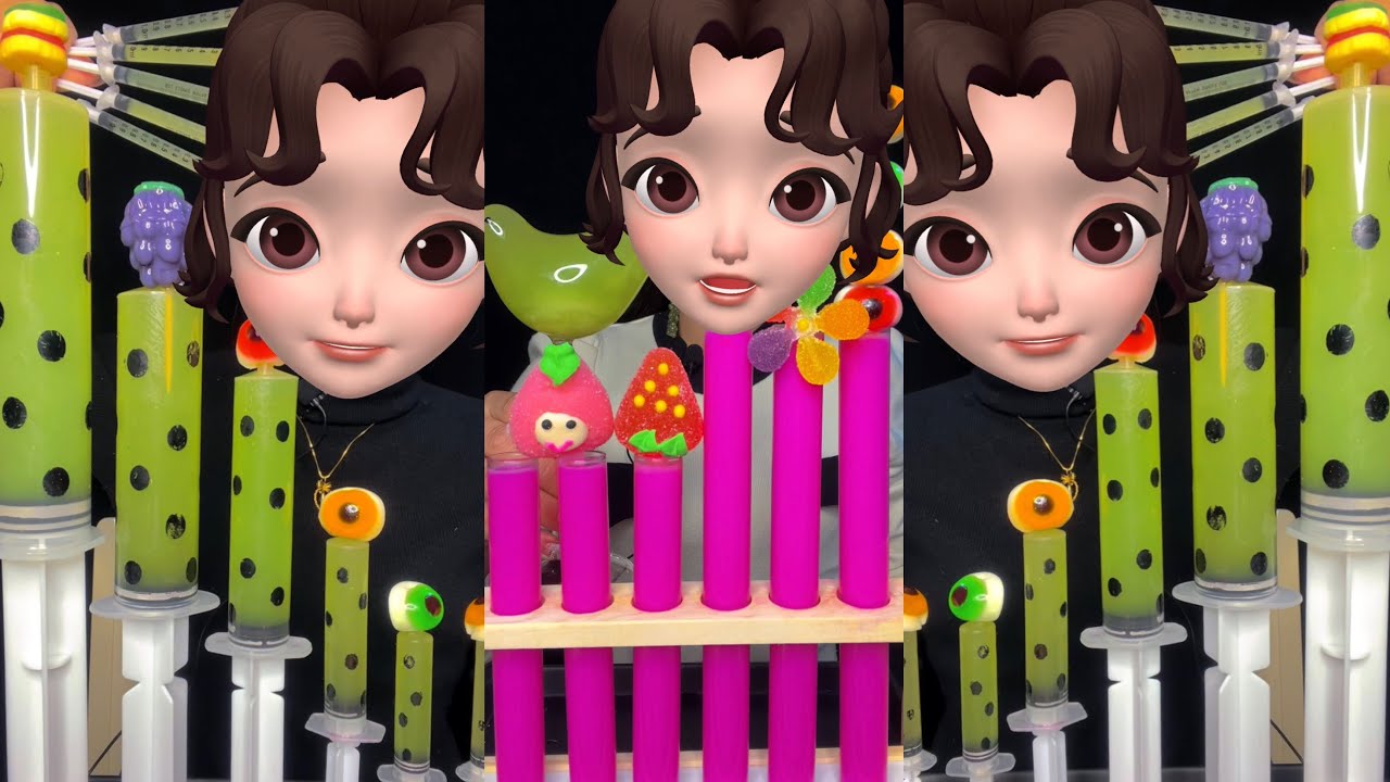 PINK GREEN TEA | SATISFYING *MUKBANG DRINKING COLORFUL MILK TEA #drink ...