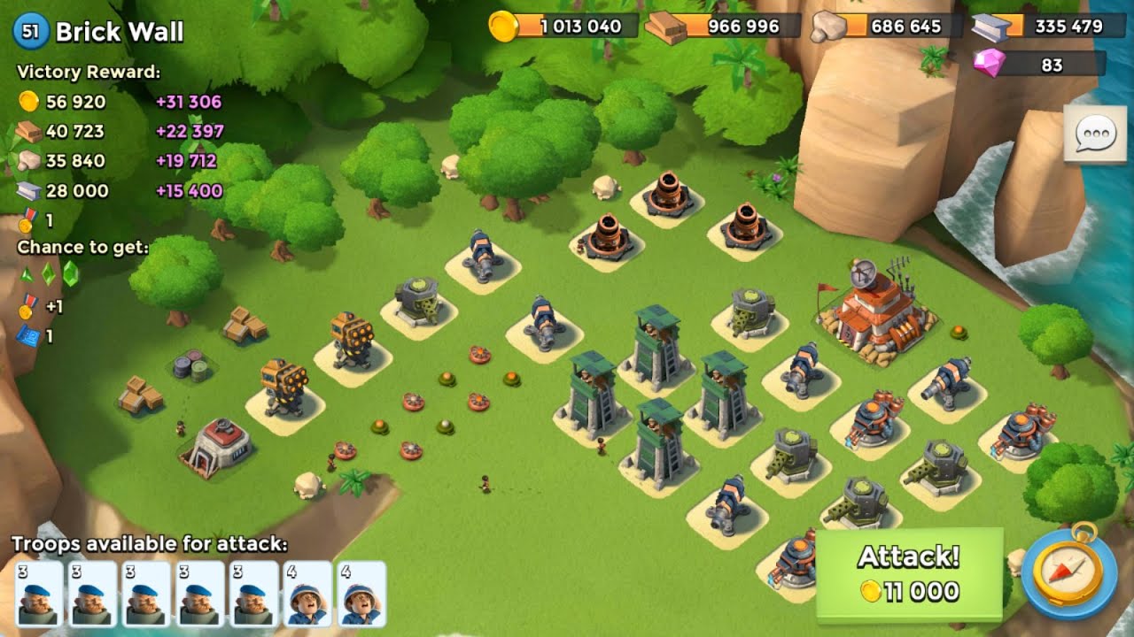 Boom Beach Brick Wall 51 - YouTube