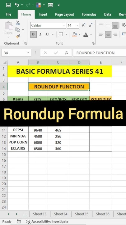 roundup function in excel | Basic Formula Series | Computer with vishal - YouTube