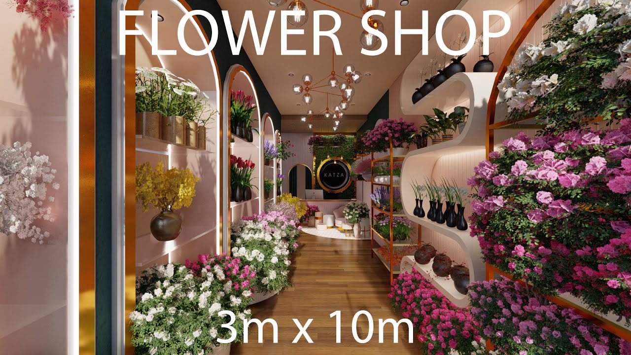 Flower shop Design | Modern Flower shop (3x10m) - YouTube