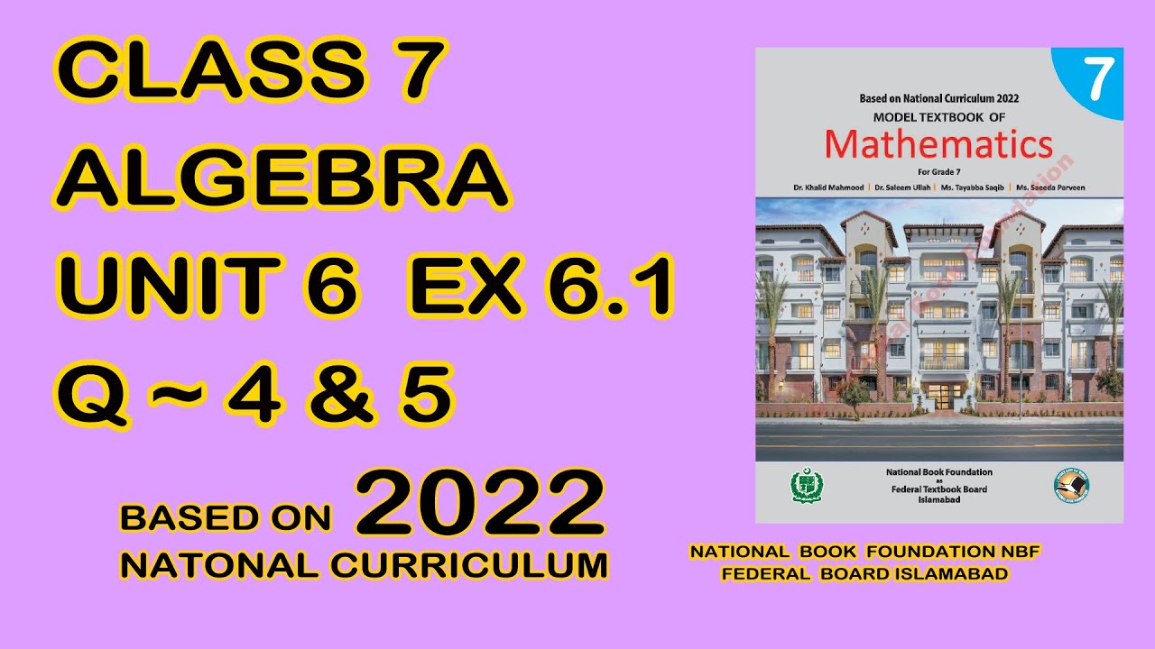 Mathematics Class 7 | Unit 6 Exercise 6.1 Question 4 & 5 | ALGEBRA ...
