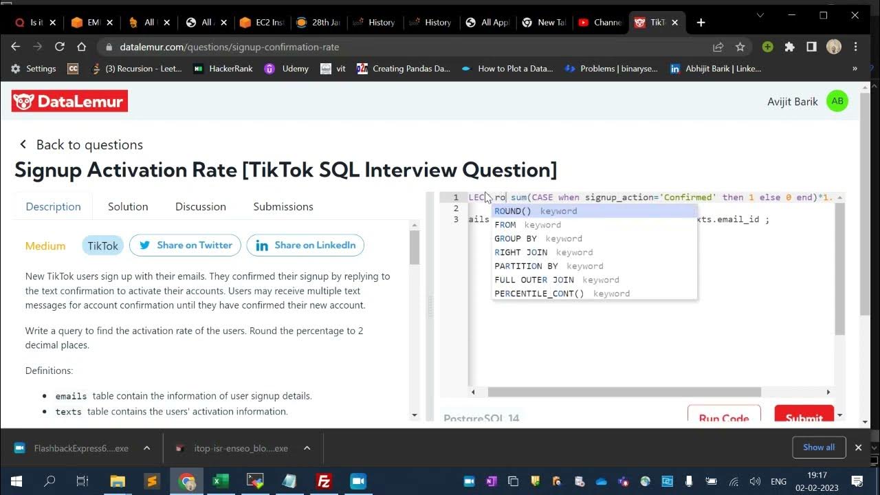 Signup Activation Rate [TikTok SQL Interview Question] ||Medium - YouTube