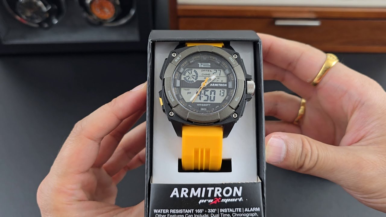 Armitron Sport 20/5372 Analog-Digital Watch Black & Yellow | Unboxing ...