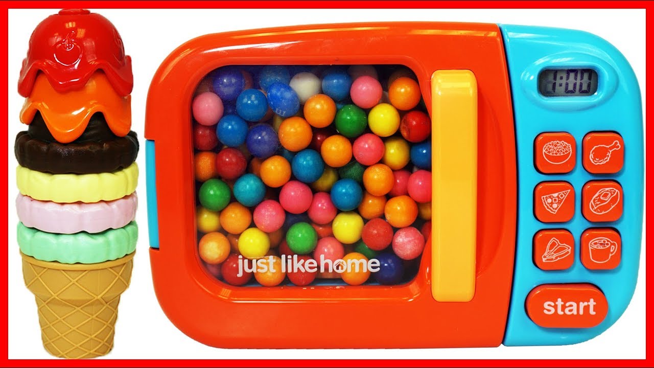 Learn Colors With Magic Microwave Ice Cream And Kinder Surprise Eggs ...