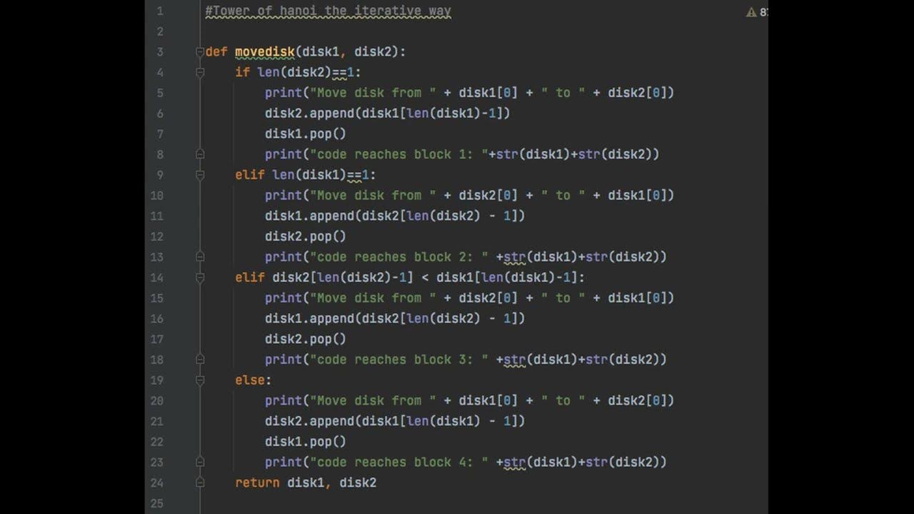 Python example 12 | tower of hanoi the iterative way - YouTube