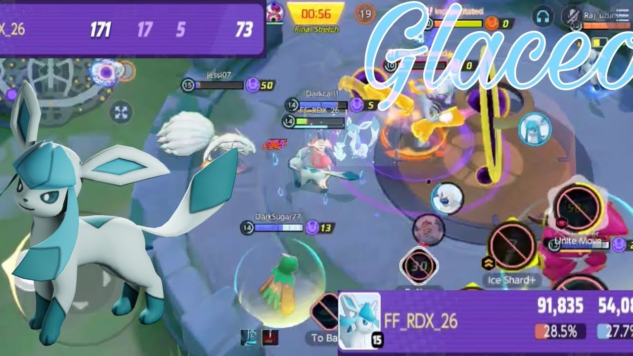 pokemon unite glaceon game play - YouTube