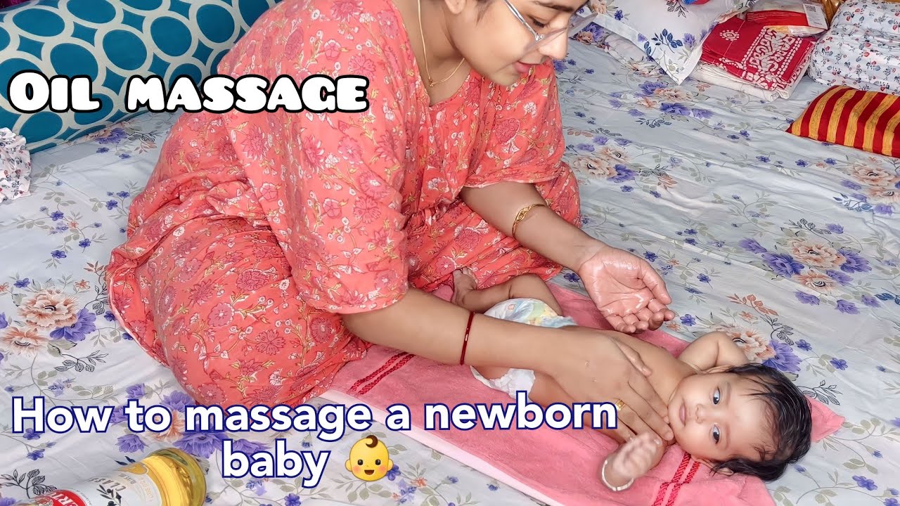 how to massage a newborn baby 👶 oil massage (coconut oil or olive oil ...