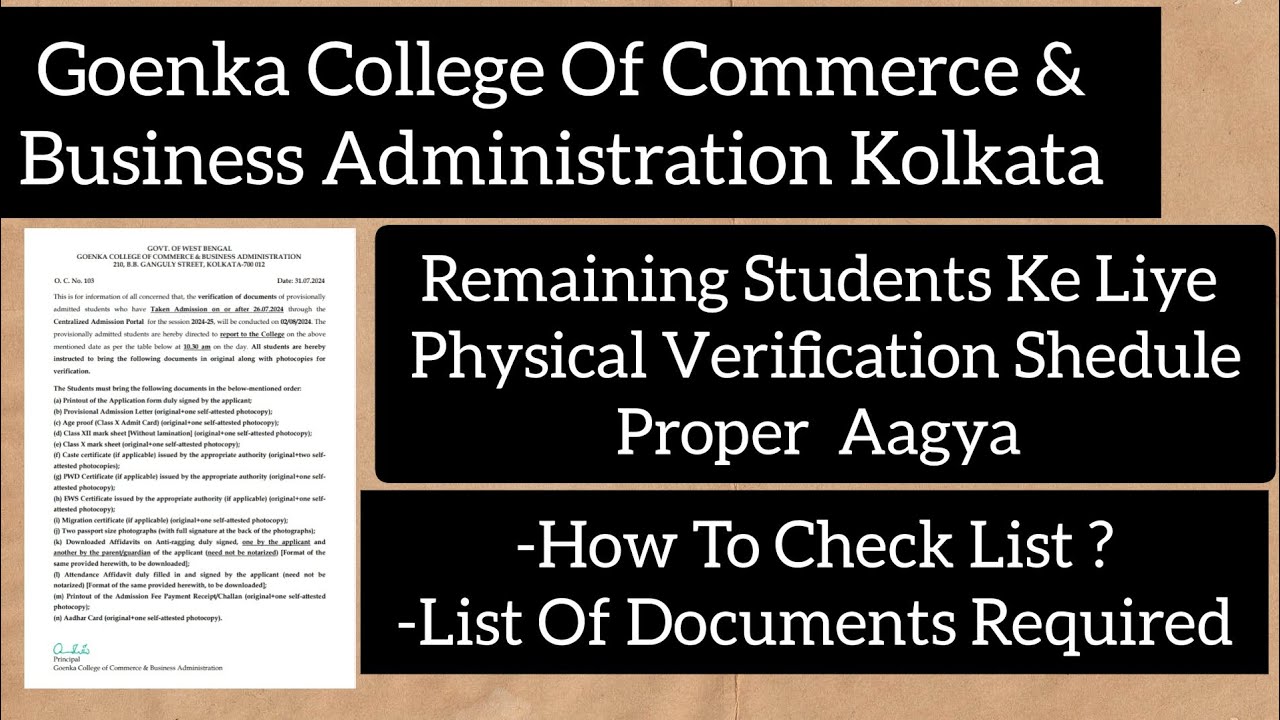 Remaining Students Physical Verification Shedule Released|Goenka ...