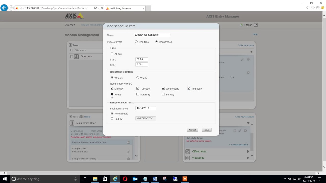 Creating Access Schedules - Axis 1001 Door Controller - YouTube