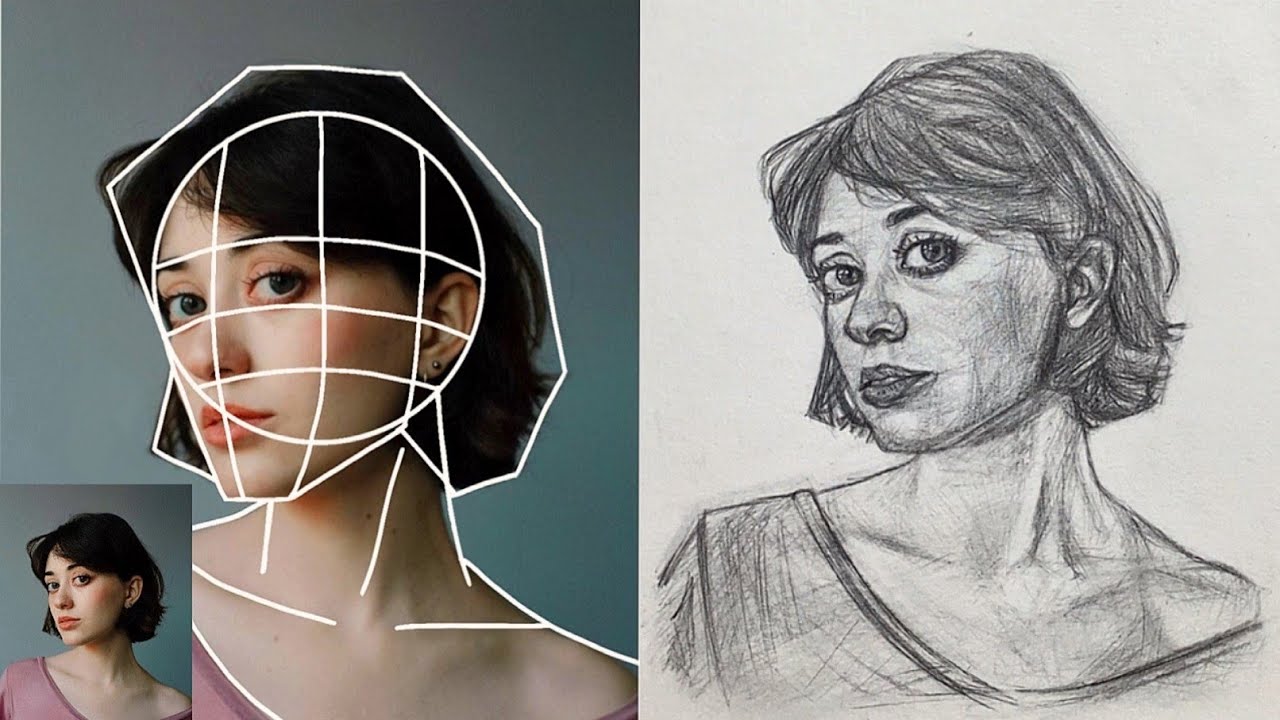 begini cara menggambar wajah dengan menggunakan proporsi wajah - YouTube