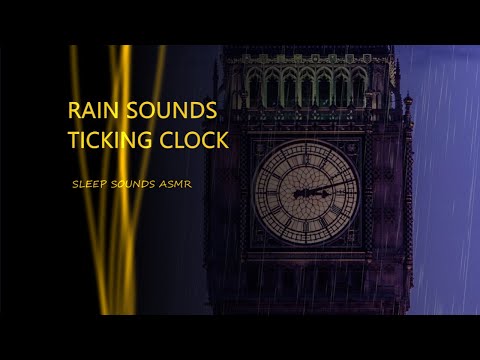 Rain Sounds, Ticking Clock 10 Hours Timer, Black Screen ~ Study, Relax, Sleep