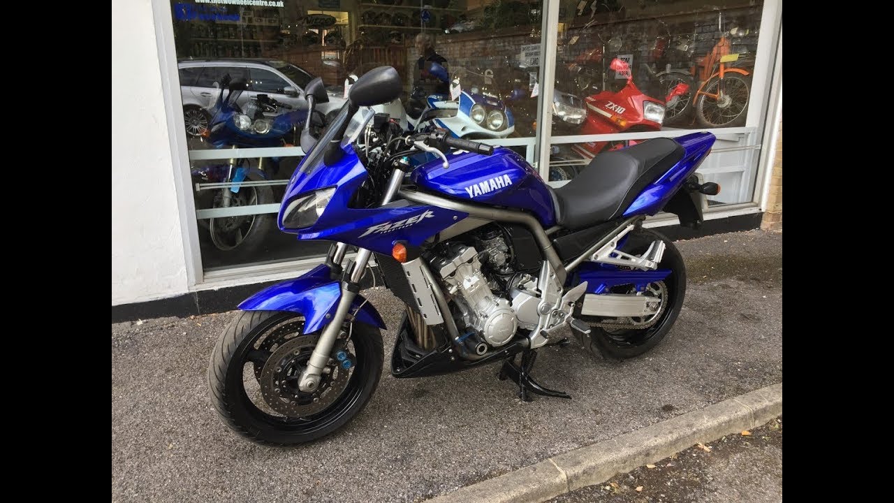 YAMAHA FAZER 1000 BLUE , 2003 , CARBON EXHAUST (STUBBY) START UP ...