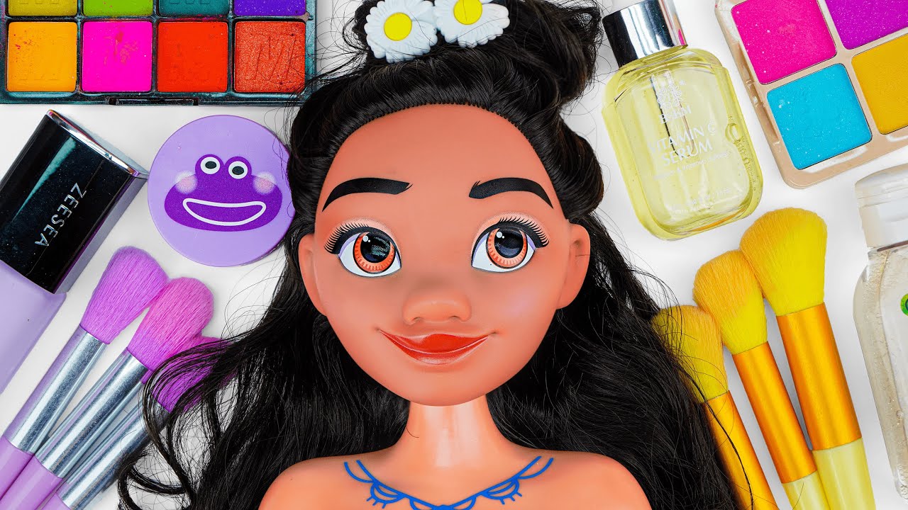 🌺 ASMR Makeup on Disney Princess Moana Doll | No Talking 💋🎀 - YouTube