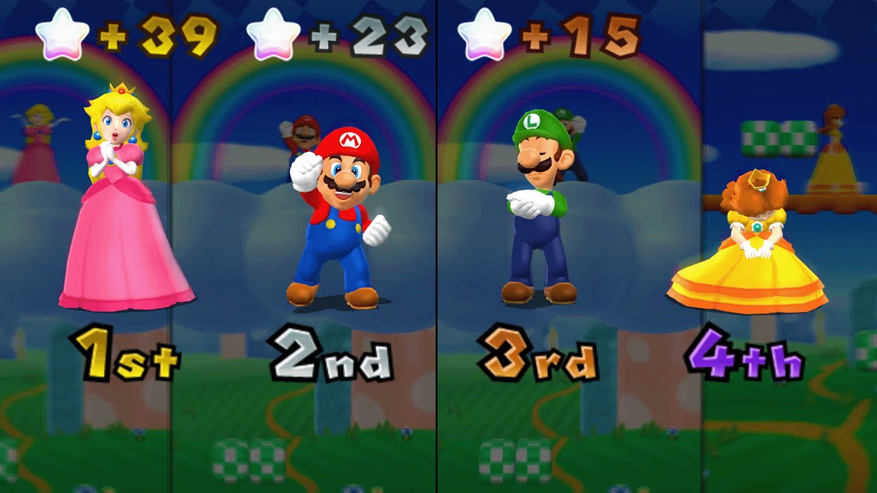 Mario Party 9 - Peach vs Mario vs Luigi vs Daisy - Blooper Beach - YouTube