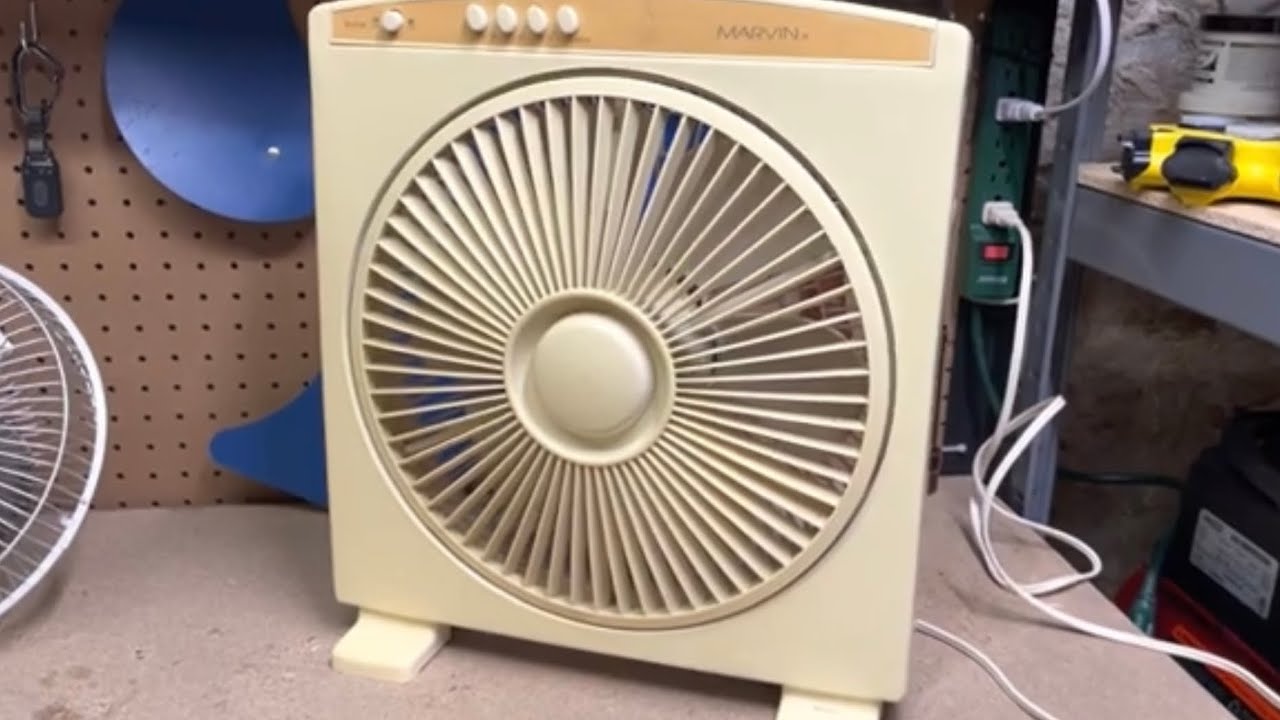 Marvin Rotating Grille Box Fan 1230 (1996) - YouTube