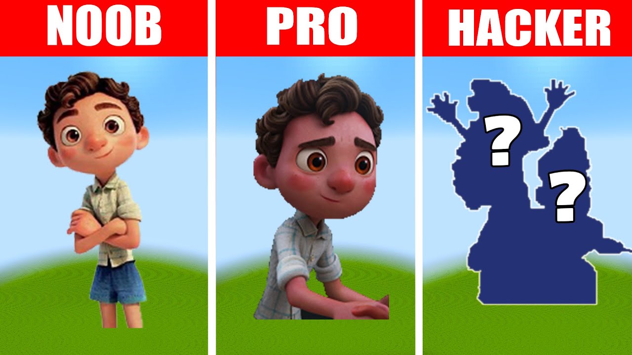 Luca Pixel Art in Minecraft - How to Draw? NOOB vs PRO vs HACKER - YouTube