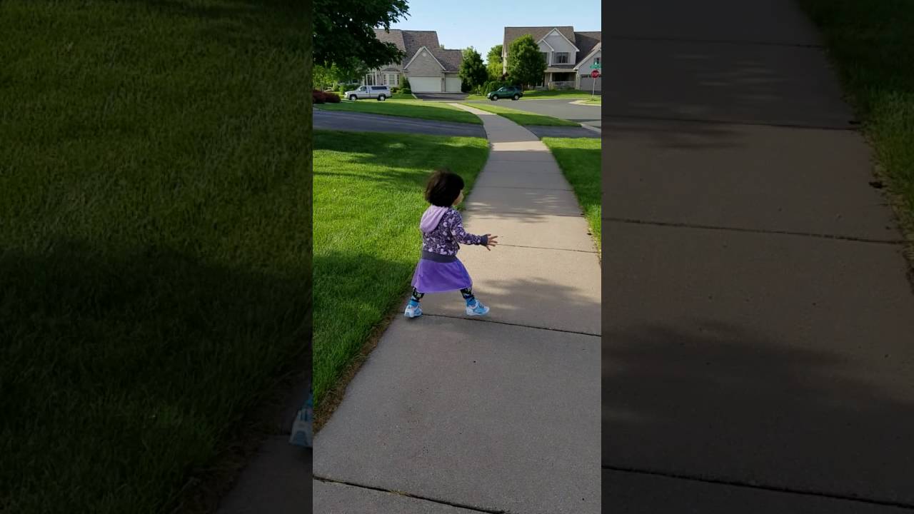 Lena doing the pooping diaper walk. - YouTube