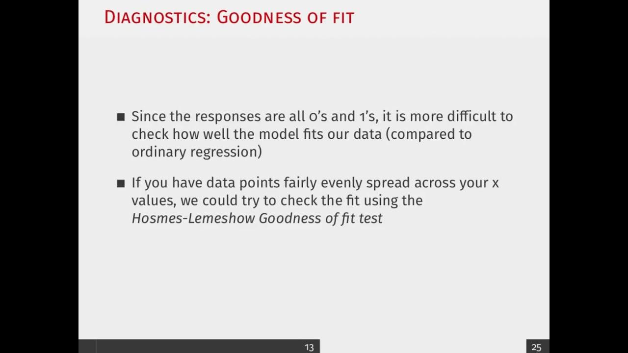 Week 9, Lecture 17, Part 3: Diagnostics for Logit Regression - YouTube