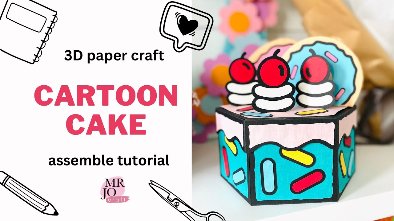 3D Cartoon Comic Cake explosion favor box Assemble Tutorial - files ...