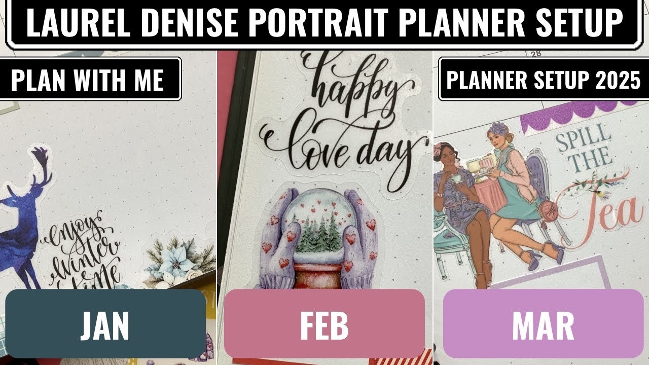 Portrait planner laurel Denise/ Planner setup/ Dec & Jan, Feb, Mar 2025 ...