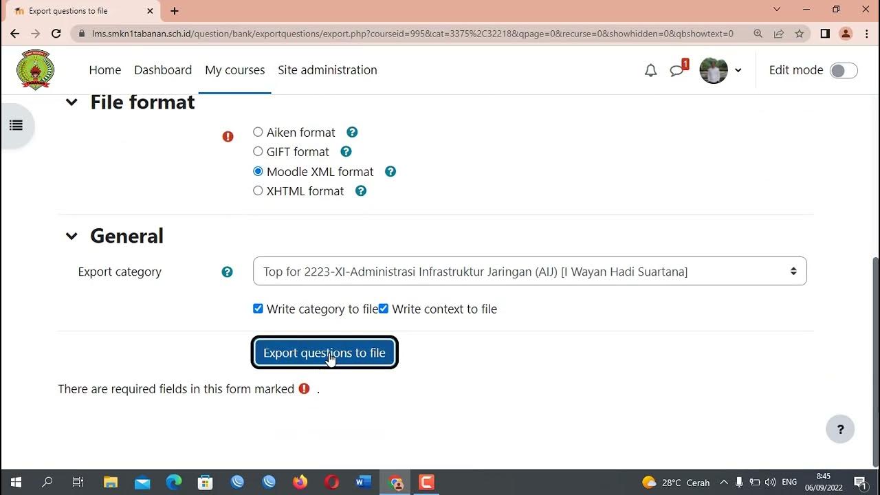 #Tutorial Export Bank Soal Moodle ke dalam bentuk XML Moodle - YouTube