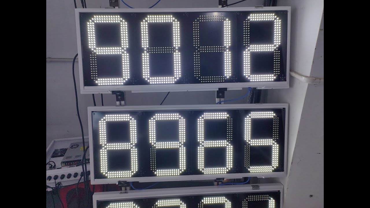 12inch 8888 gas station LED price display - YouTube