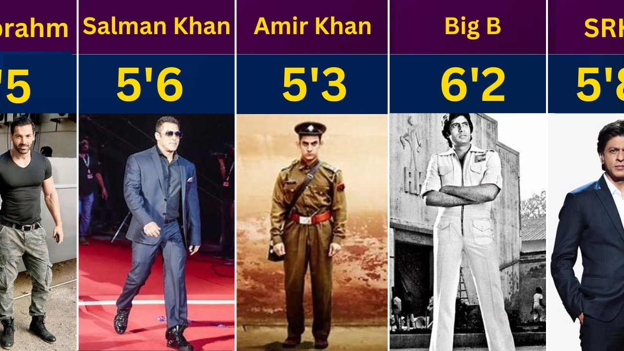 HEIGHT OF BOLLYWOOD ACTORS - YouTube