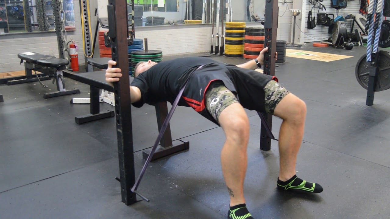 Band Hip Bridge off Bench - YouTube