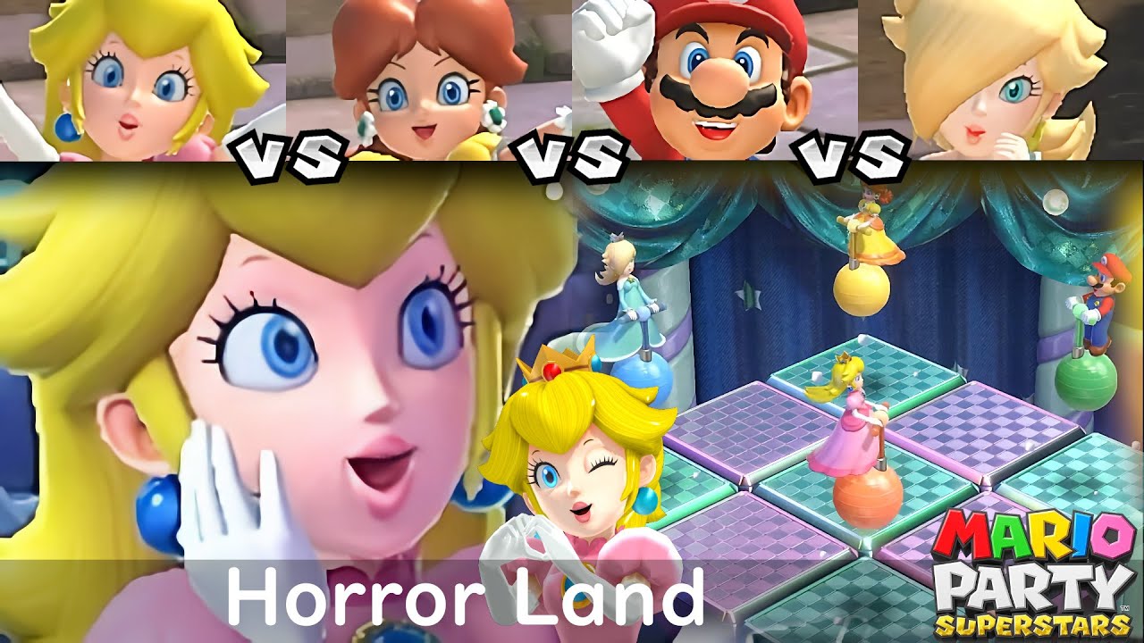 Mario Party Superstars Peach vs Daisy vs Mario vs Rosalina in Horror ...
