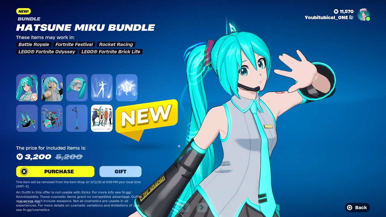 *NEW* HATSUNE MIKU BUNDLE ! January 14th , 2025 Fortnite ItemShop | Chapter 6 Season 1 - YouTube