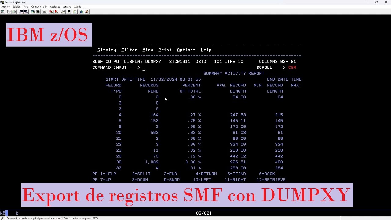 IBM z/OS: Export de registros SMF con DUMPXY - YouTube