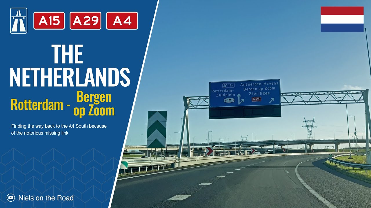 Driving in the Netherlands: Rijkswegen A15, A29 & A4 from Rotterdam to ...