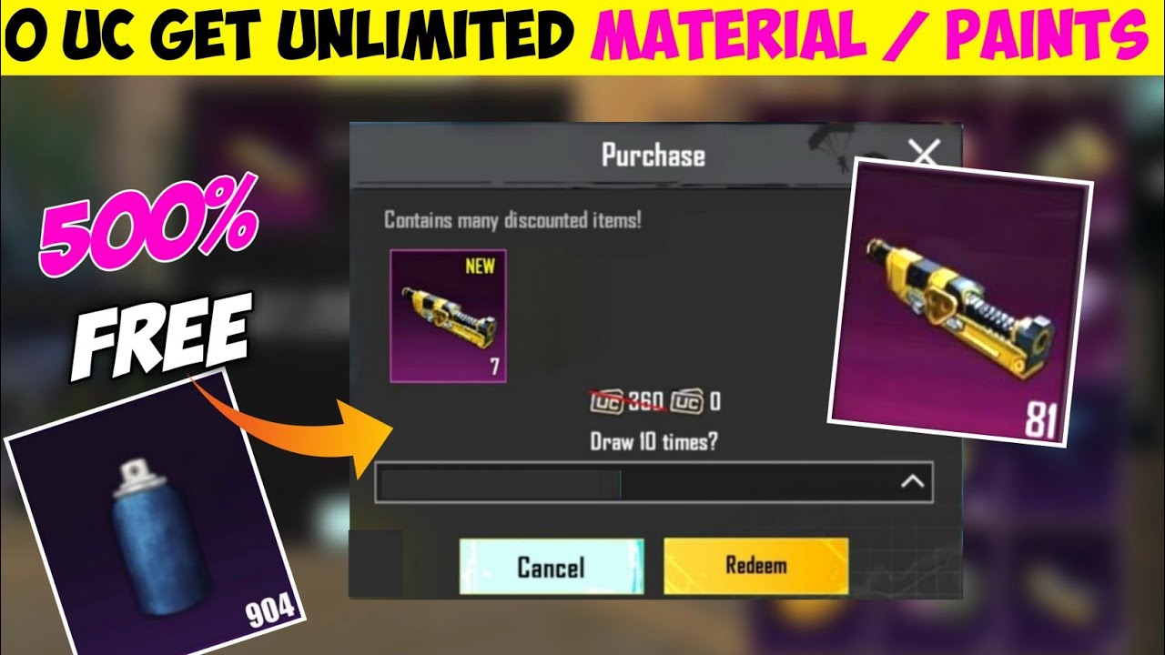 SECRET 😱 FREE UNLIMITED MATERIAL /PAINTS 🤩 HOW TO GET MATERIAL IN BGMI ...