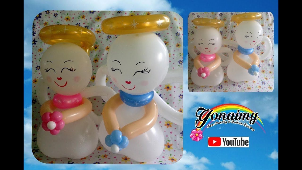 COMO HACER UN ANGEL CON GLOBOS PARA CENTROS DE MESA . - YouTube
