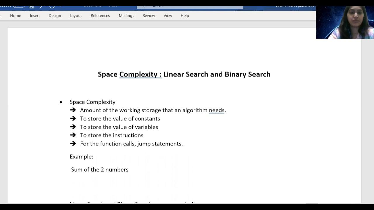 Lecture 8 | Data Structures | Space Complexity of Linear and Binary Search by Anshu - YouTube