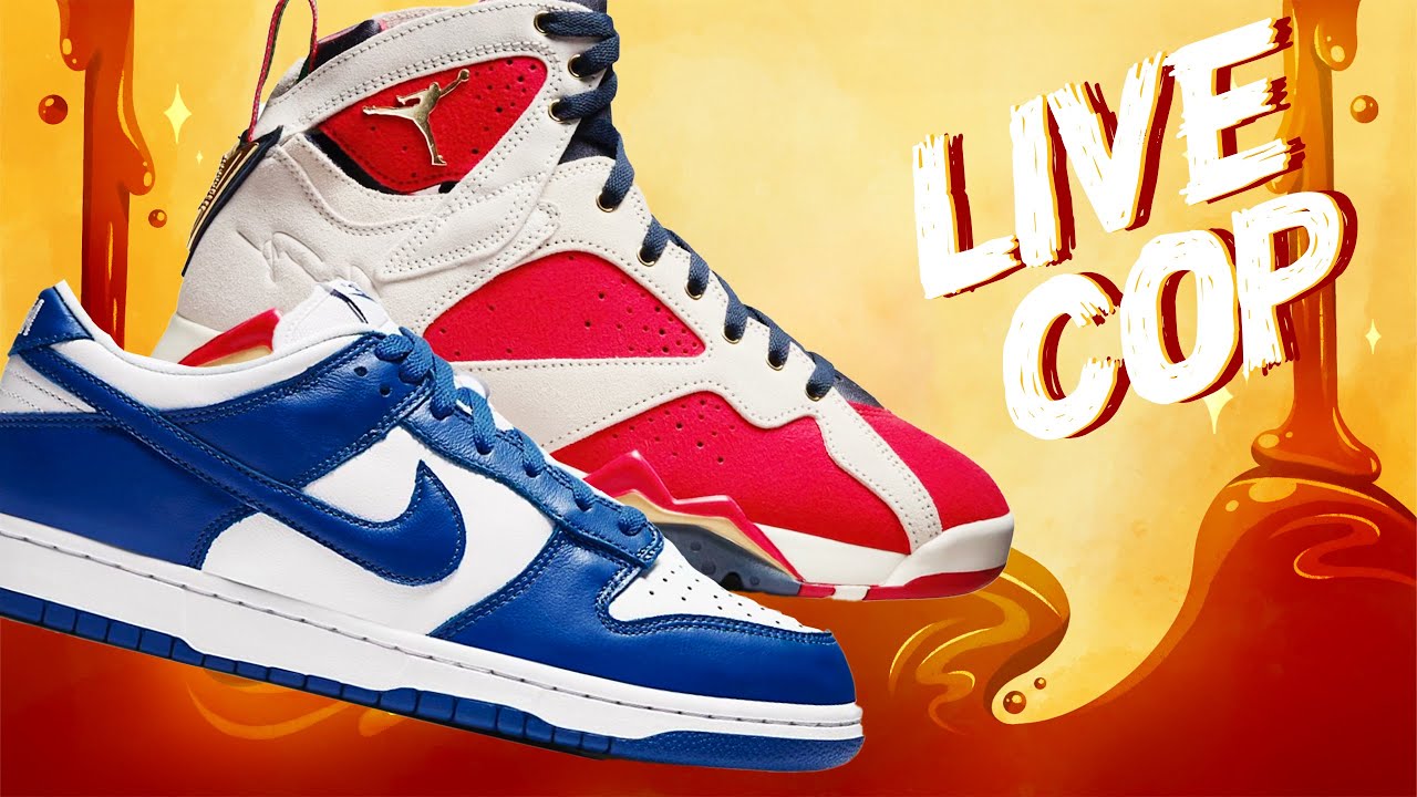 LIVE COP: Nike Dunk Low Kentucky & Air Jordan 7 Trophy Room - YouTube