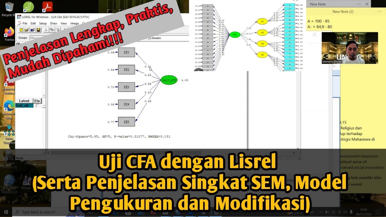 Uji CFA menggunakan Lisrel (Serta Penjelasan Singkat SEM, Model Pengukuran dan Modifikasi) - YouTube