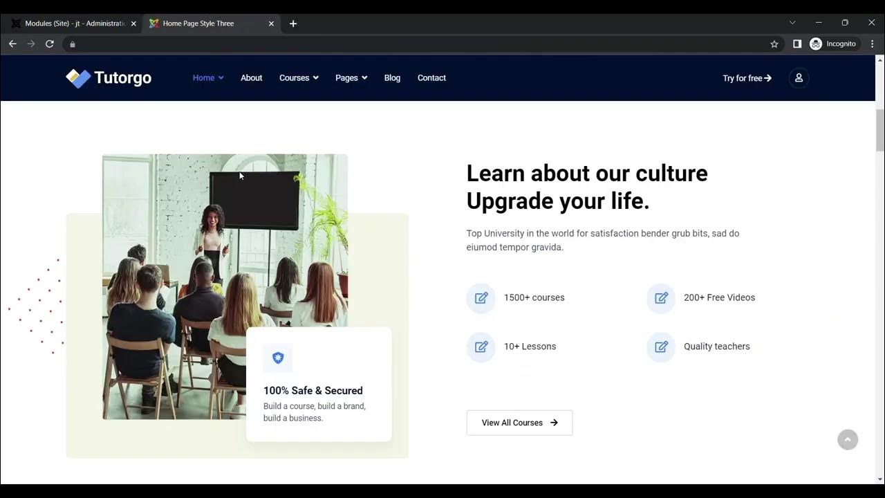 Tutorgo - Home 3 - Joomla 4.3.2 - SP Page Builder 3.8.9 - Helix Ultimate 2.0.13 - YouTube