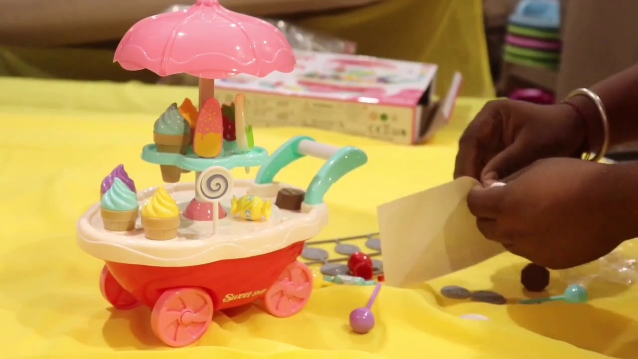 Mini Sweet Cart 360 Degree Rotation UnBoxing Icecream Cart Learn Color ...
