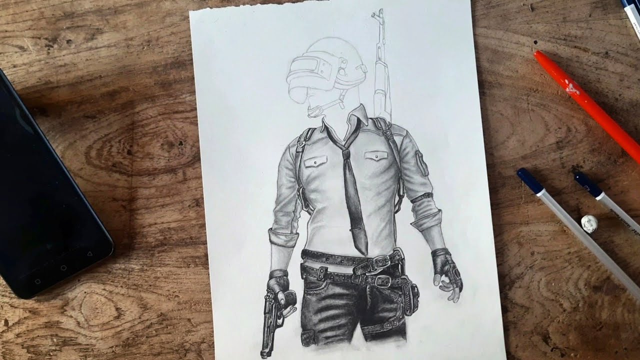How To Draw PUBG Character Easy 🔥🔥| How To Draw PUBG | PUBG Drawing ...