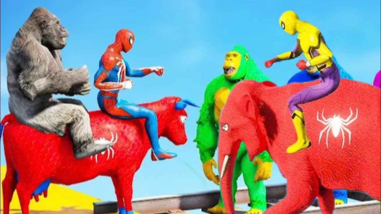 GTA 5 Spider-Man Funny Animals Spider-Man Red cow And Superman Blue ...