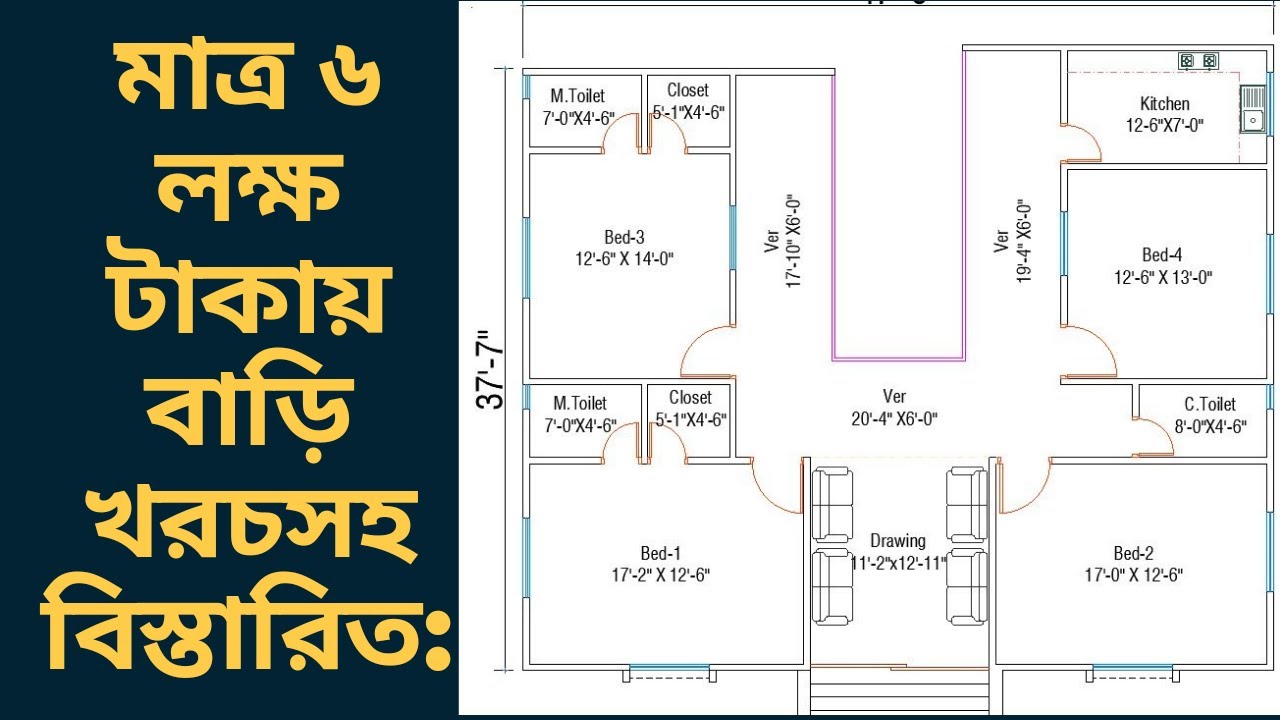 মাত্র ৬ লক্ষ টাকায় ৪ বেডরুমের টিনশেড বাড়ি। 4 bedroom teen shade house ...