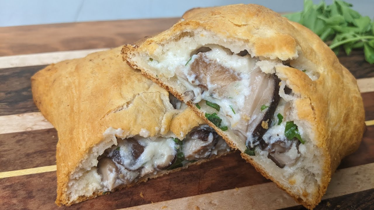 Calzone - Using Crescent Rolls! Caramelized Onion and Mushroom - YouTube