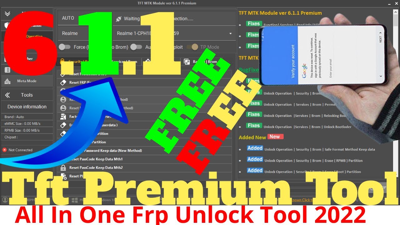 TFT MTK Module Ver: 6.1 .1 Premium New Update 2022 | All Mtk Frp Remove ...