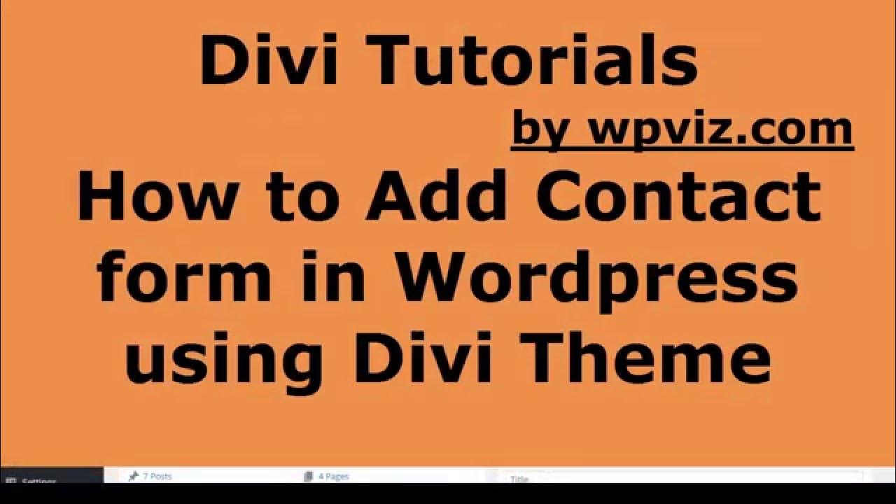 how to add contact form in wordpress using divi theme - YouTube