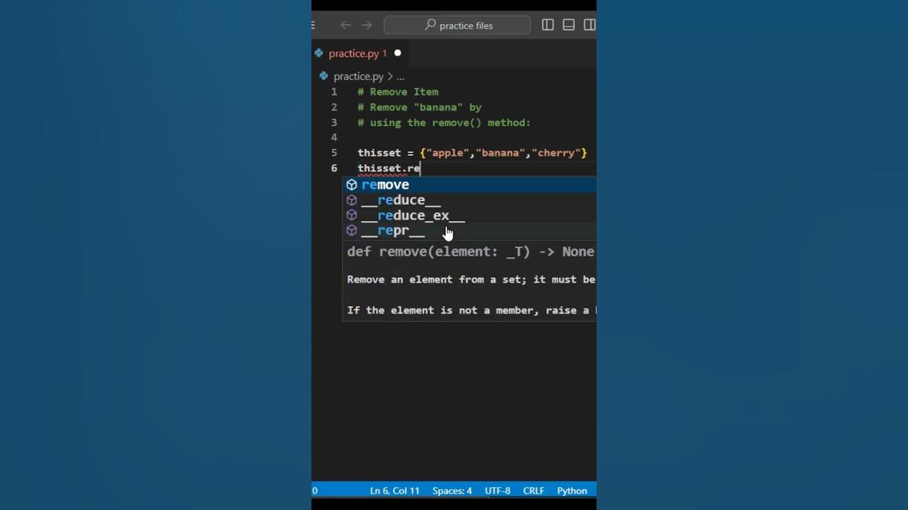 Remove Items Python Pythoncode Pythonforbeginners Learnpython Youtube