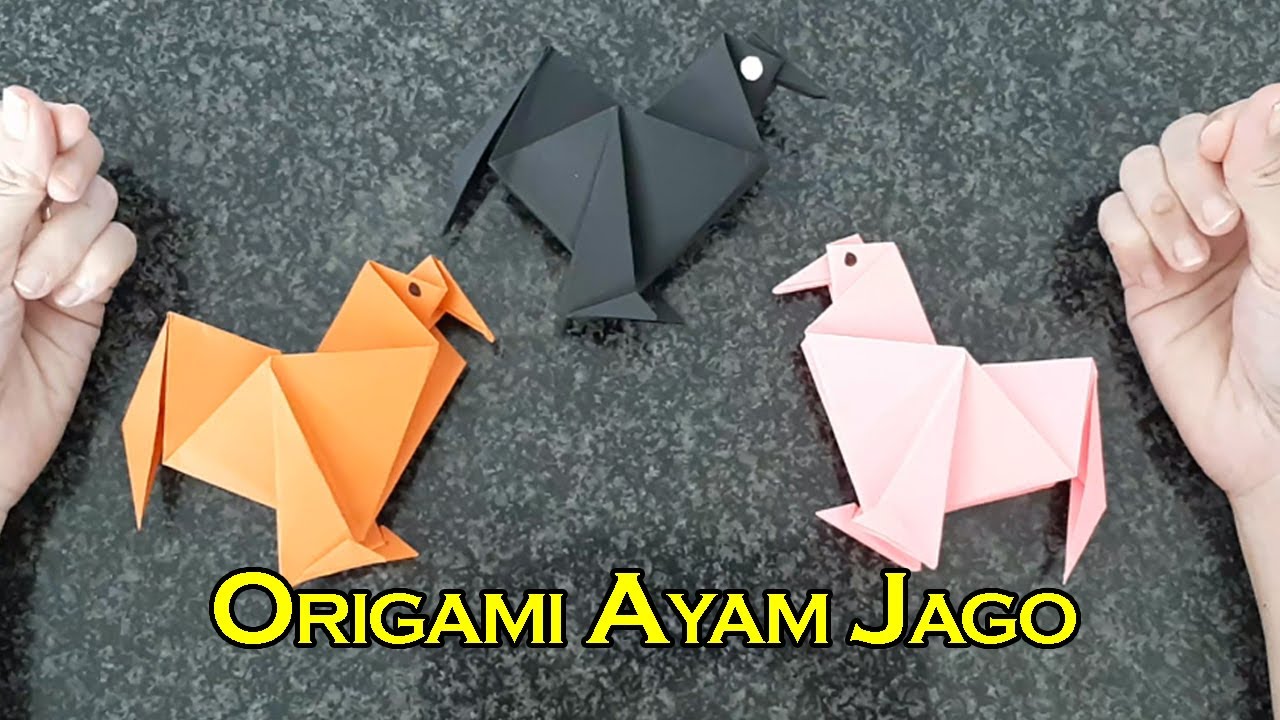 Cara Membuat Origami Binatang Ayam Jago Dengan Mudah - YouTube