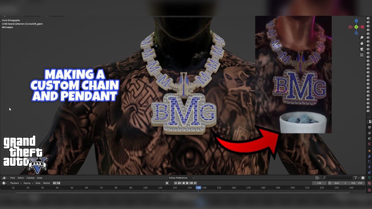 Making A BMF Inspired Chain Set In GTA RP (FiveM) | Blender 3D Modeling ...