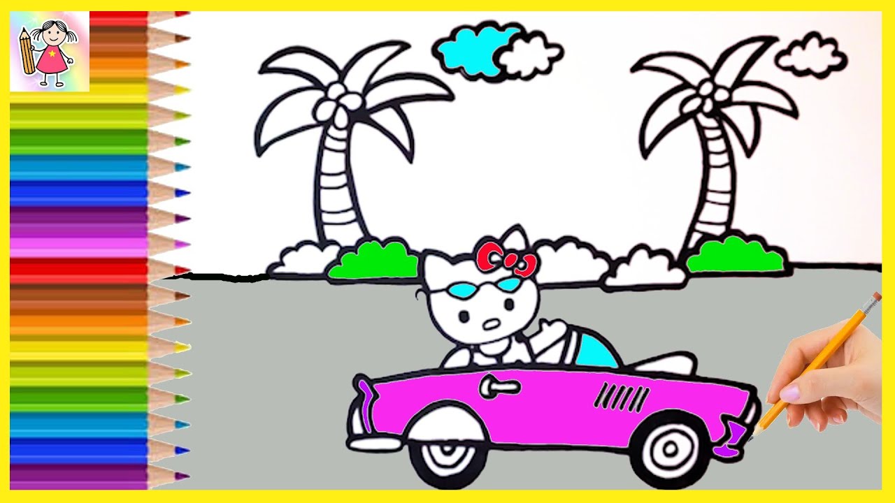 Hello Kitty is Driving a Car How to Draw and Color for kids💗Hello Kitty ...